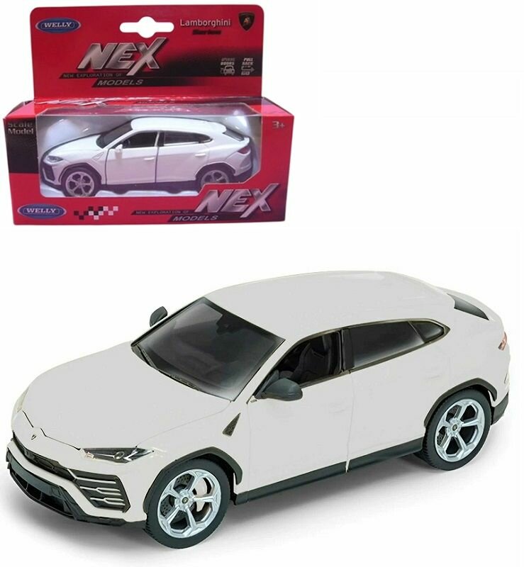 Машинка Welly Lamborghini Urus. масштаб 1:38, пружинный механизм, белый цвет