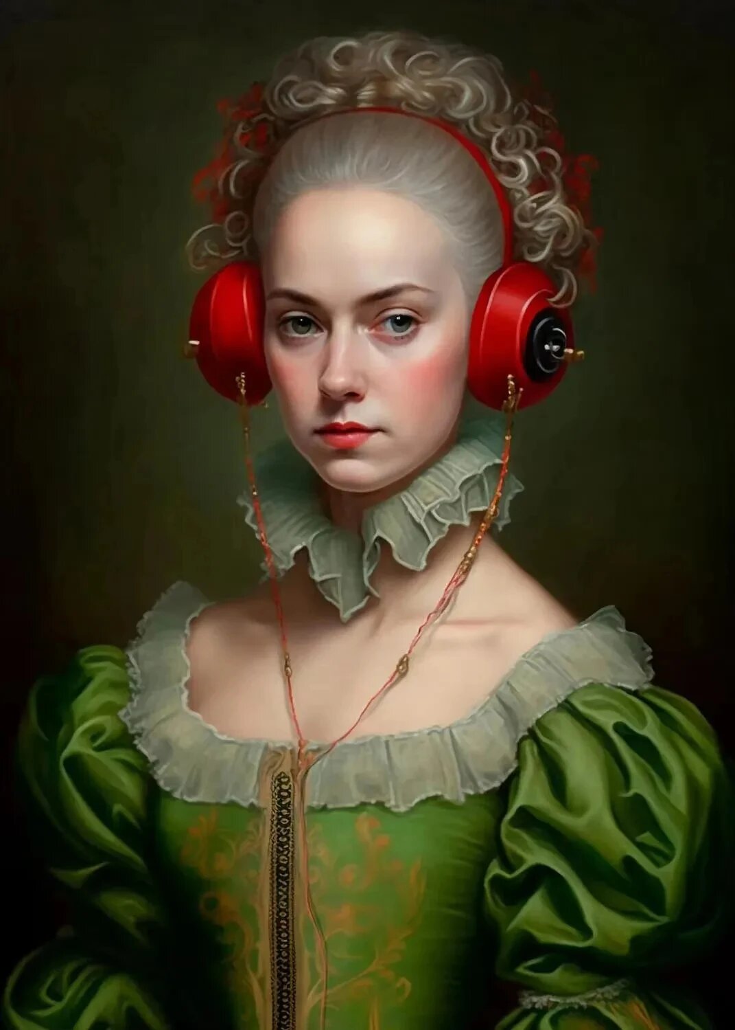 Печать на холсте "Женщина в наушниках", 50x70cm, цвет 4, без рамы