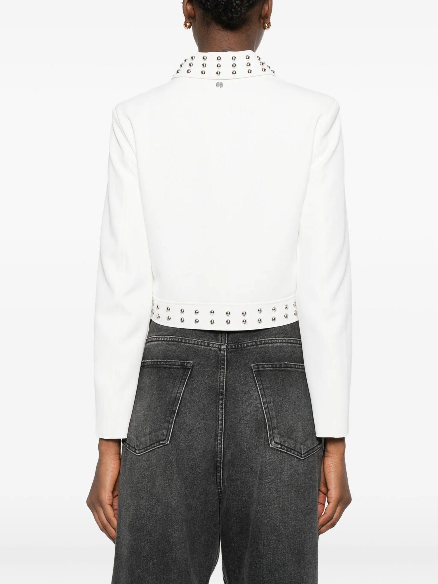 Куртка LIU JO Studded detailing jacket, размер 40, бежевый/белый — фото 1