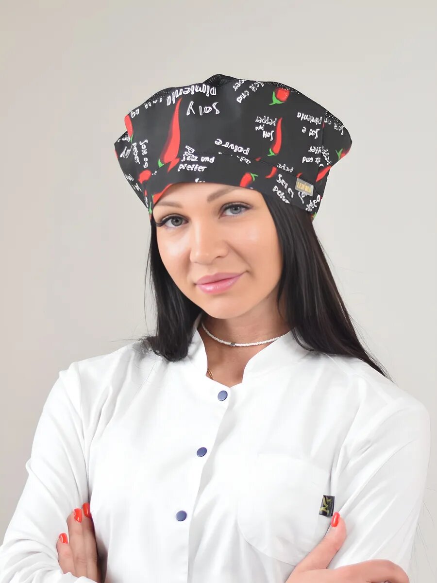 Берет поварской с принтом и с сеточкой, Lenima