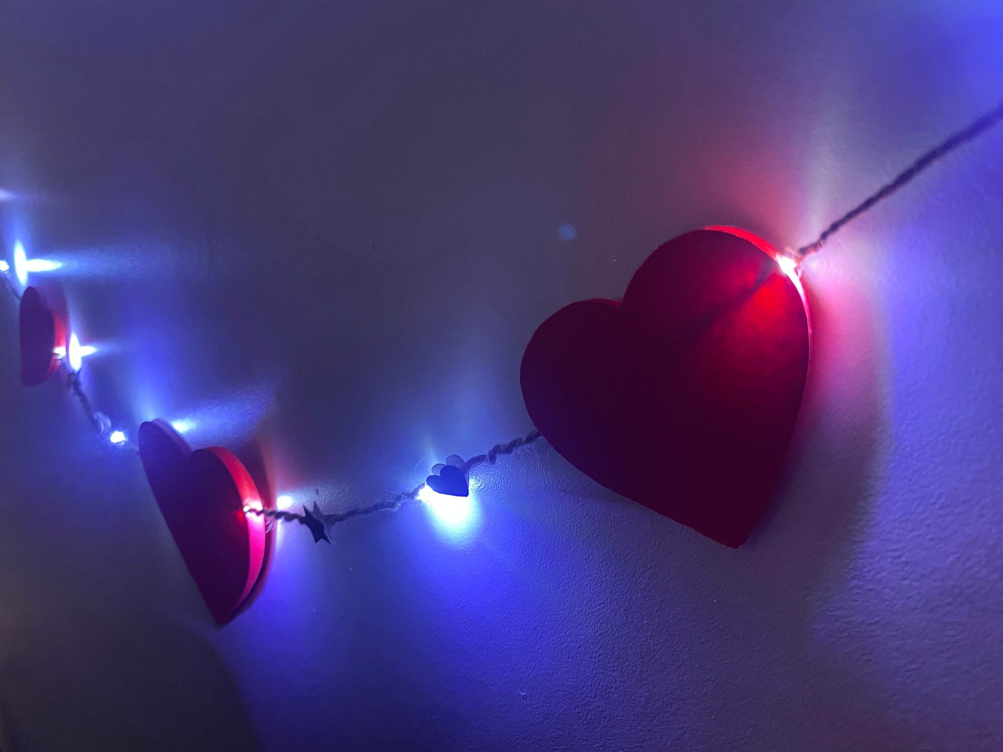 Гирлянда "горящие сердца" холодный цвет ручная работа 90 см