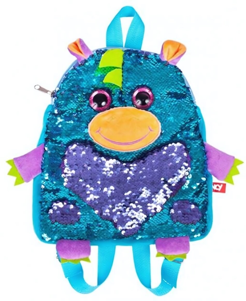 Рюкзак-игрушка «Дракон» с пайетками, для дошкольников, 28х33 см, регулируемые лямки, текстиль
