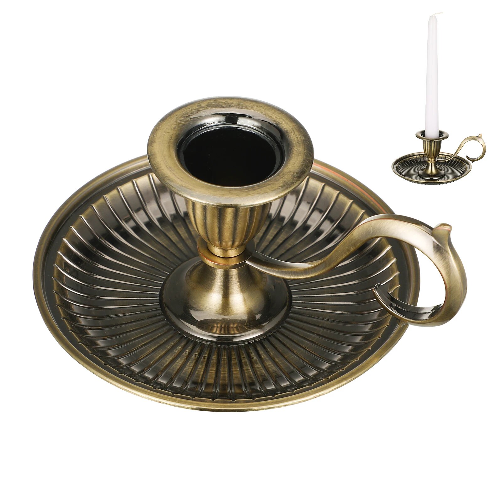 Бронзовый подсвечник Antique brass с ручкой