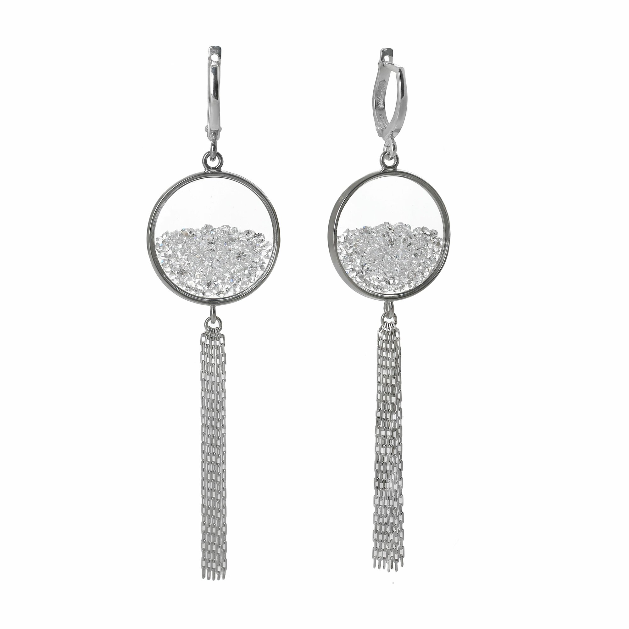 Серьги с подвесками, серебро, 925 проба, родирование, стекло