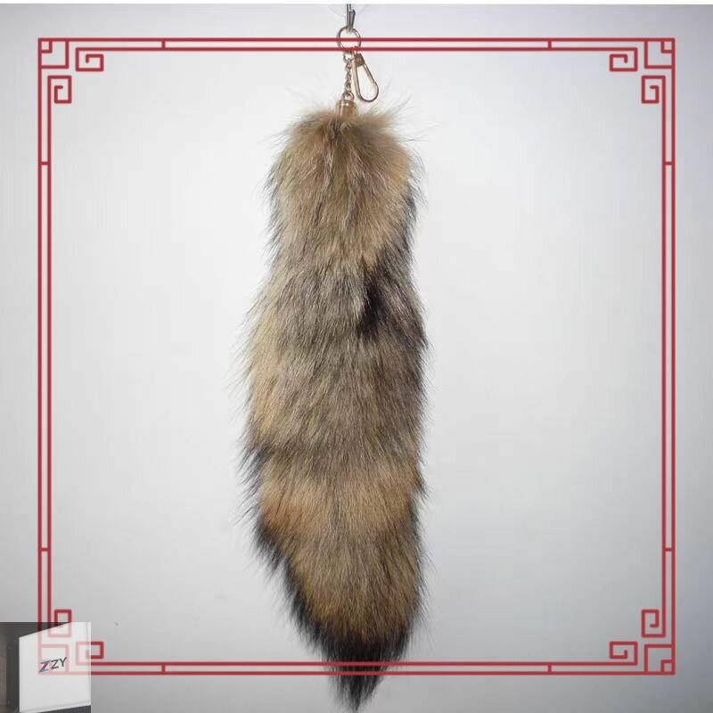 Хвост для квадробики на карабине рыжий серый пушистый / кошка / для квд