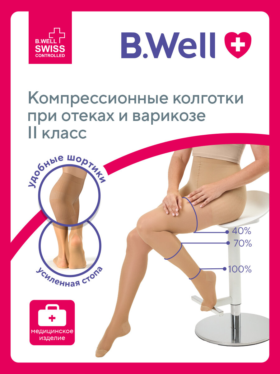 Колготки компрессионные 2 класс компрессии B.Well JW-321