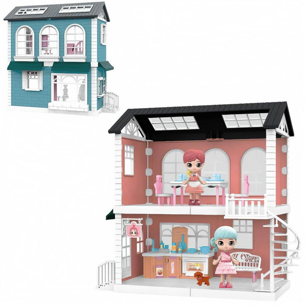 Игровой набор ABtoys Модульный домик, 4 секции, розовый WZ-11414/розовый