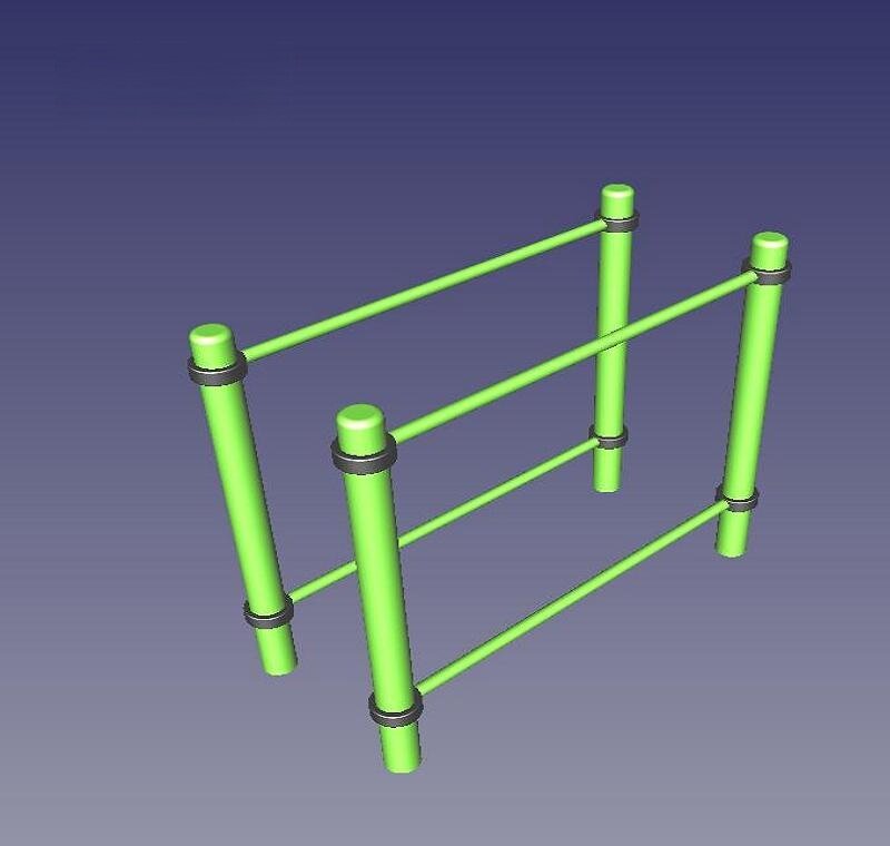 Брусья с упорами для отжиманий тросет 04-76 уличные с регулировкой высоты на хомутах бетонируемые