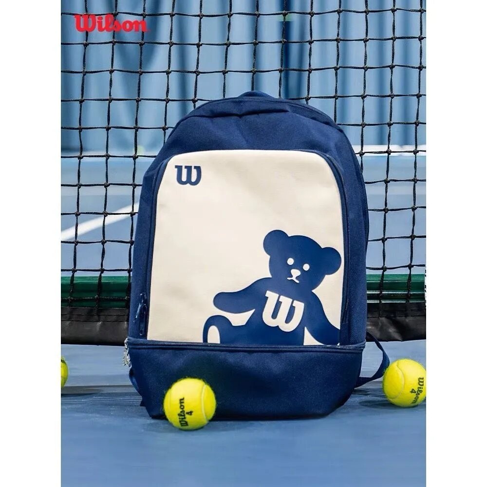 Wilson BEAR BACKPACK Navy/Natural CANVAS Теннисный рюкзак для тенниса, вместительный, удобный, с отделением для ракеток — фото 1