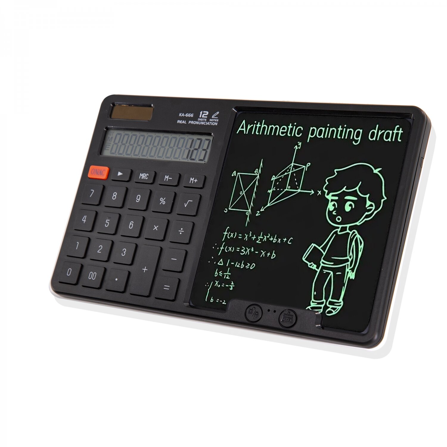Калькулятор настольный 12 разряд. с графическим планшетом и стилусом 2шт черный ALINGAR AL13232