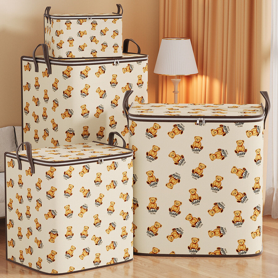 Мешок для хранения из нетканого материала, серый гофрированный тканевый мешок, органайзер для гардероба, принадлежности для хранения одежды и одеял.