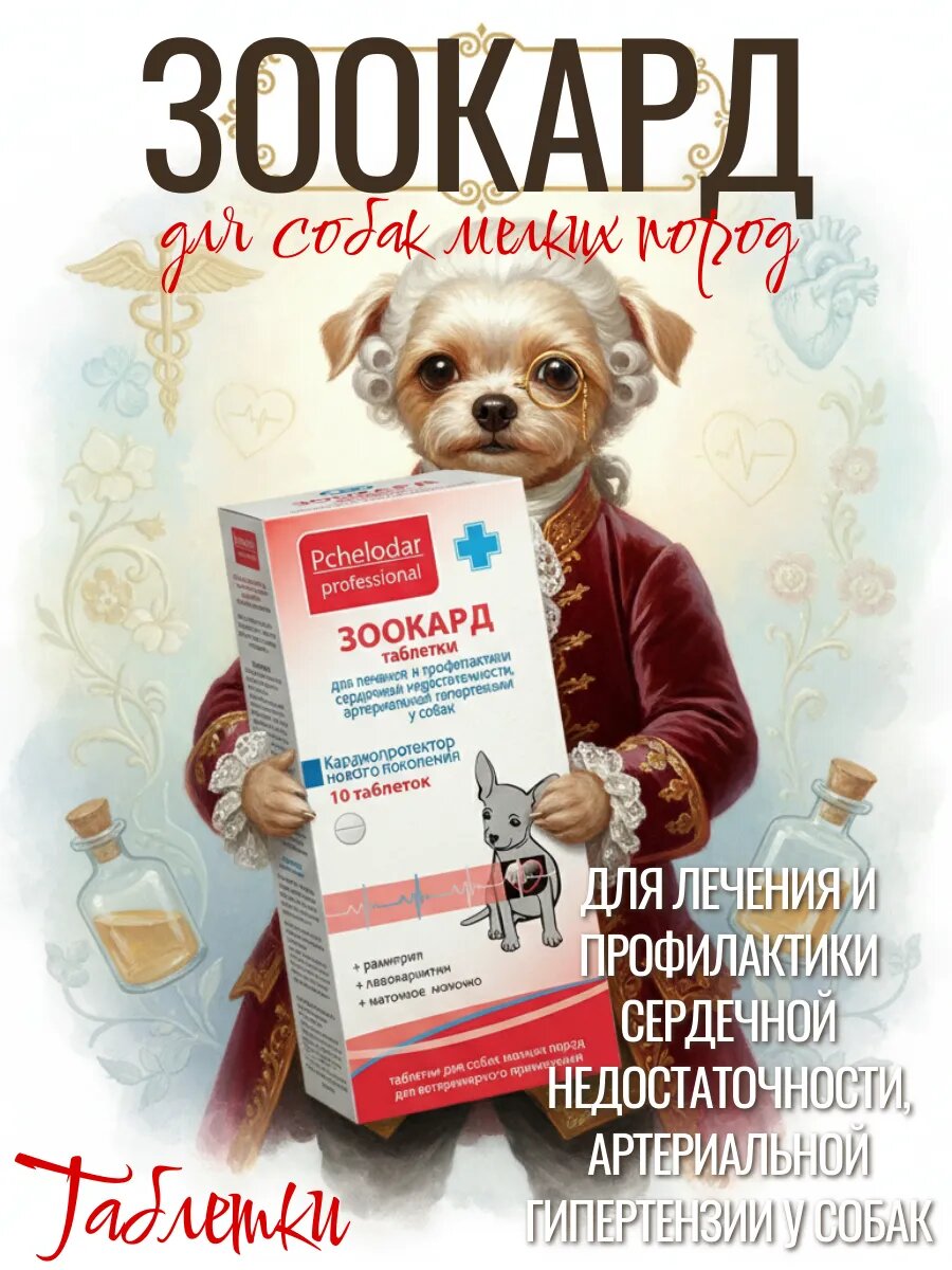 Зоокард для мелких собак, 1,2 мг, таблетки, 10 шт