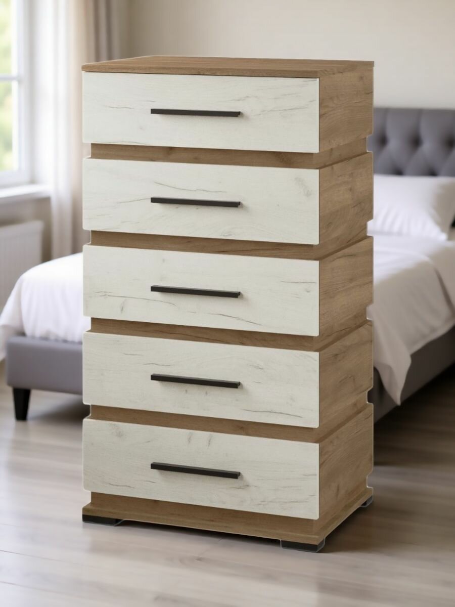 Комод Домани Модена МК 1 602х1100х434, Дуб крафт табачный/Дуб крафт белый