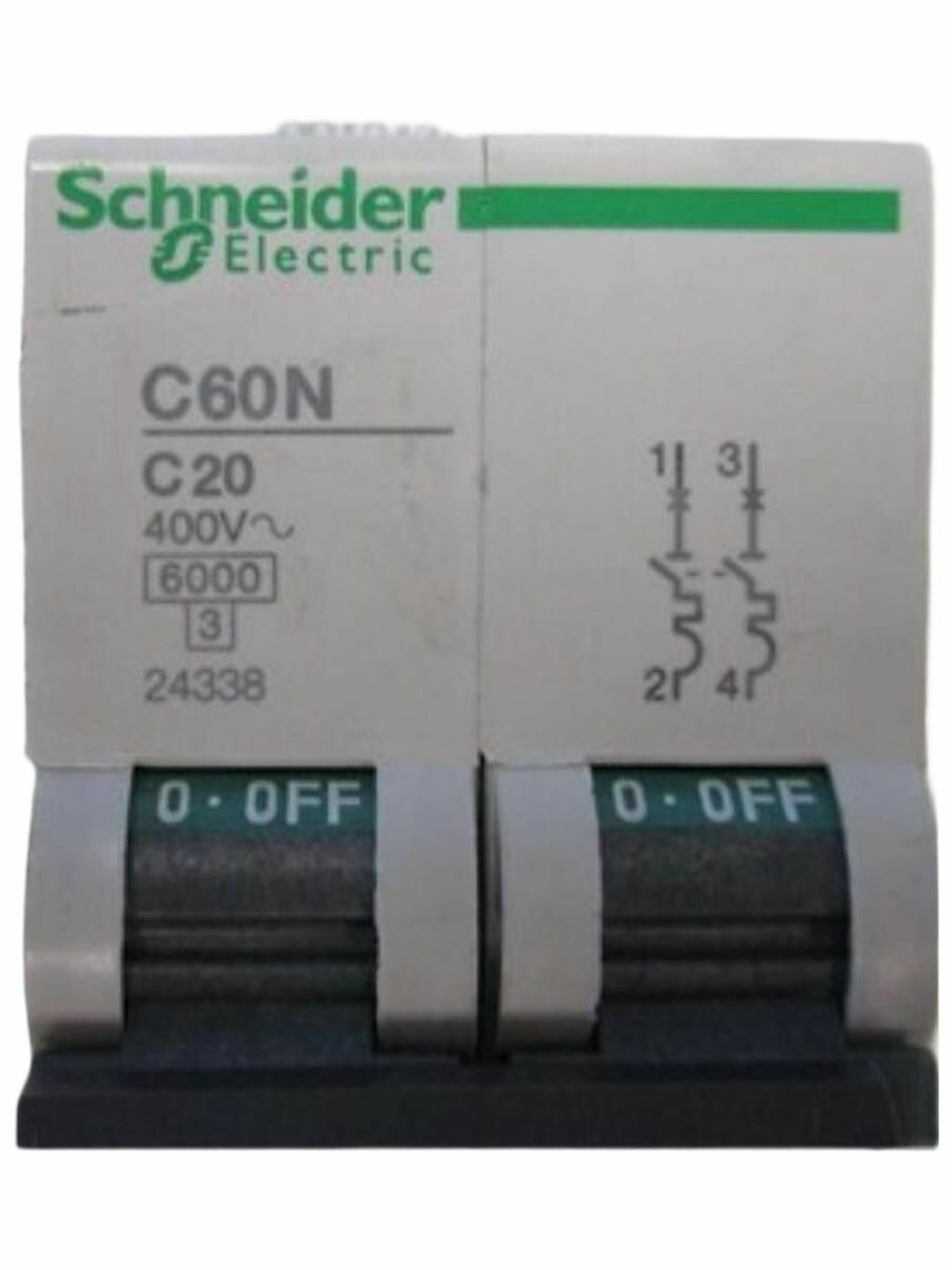 Автоматический выключатель Schneider Electric Multi9 C60A 2P 20А (C) 6кА