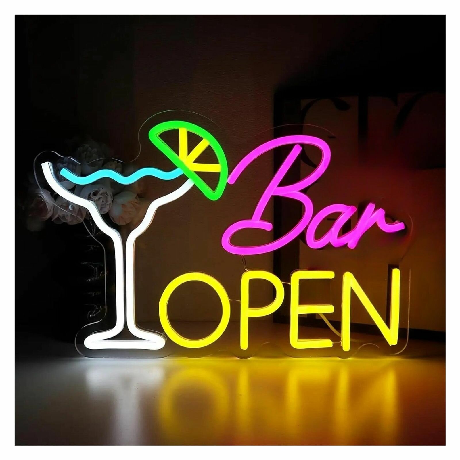 Bar Open Декор Неоновой Вывески 40см 26,5см