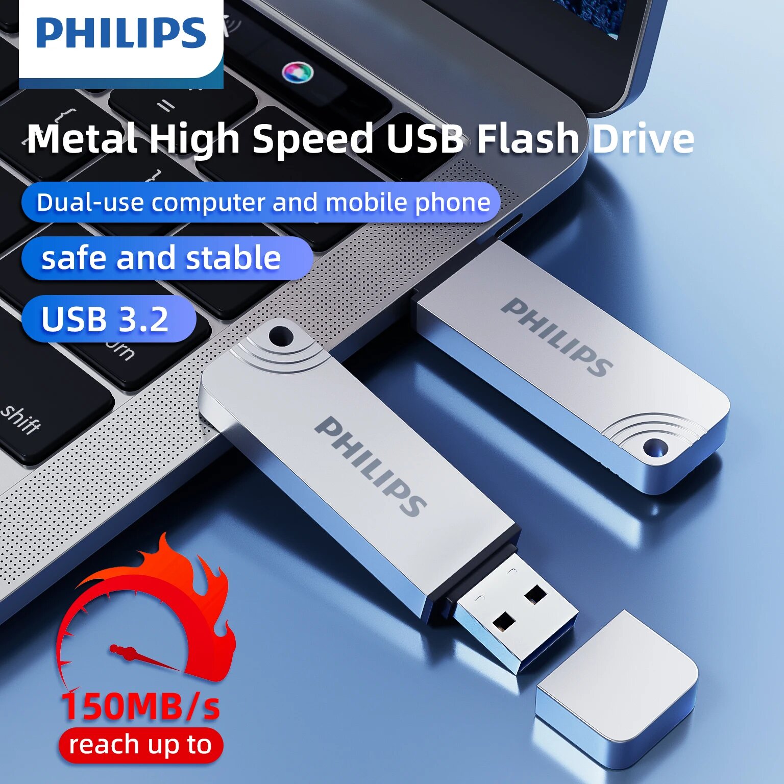 Флешка Philips Metal High Speed USB 64GB