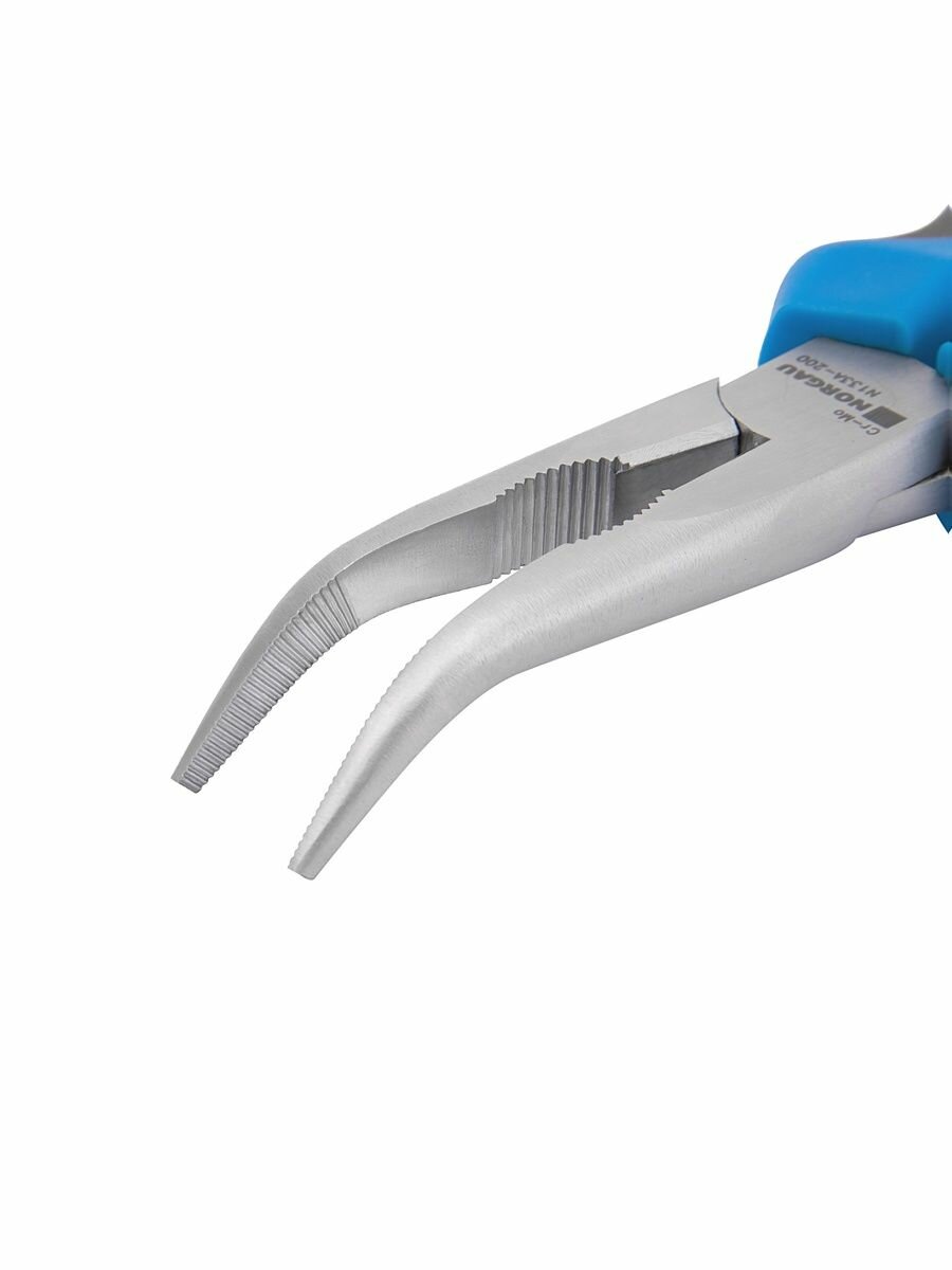 Изогнутые длинногубцы NORGAU Industrial из Cr-Mo стали с двухкомпонентными рукоятками, 200 мм