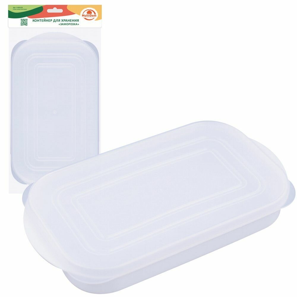 Контейнер для хранения с крышкой "Заморозка", 22х4х13 см. Изготовлено из пластмассы (полипропилен)