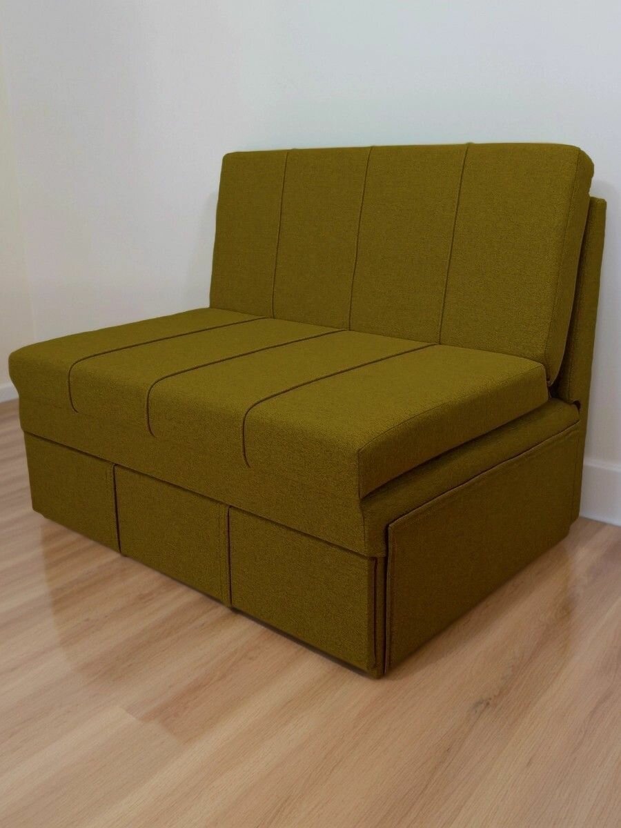 Диван-кровать Престиж 110 без подлокотников, с ящиком для белья, ткань, горчичный
