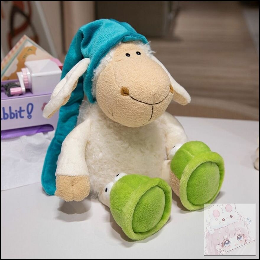 Мягкая игрушка "Сонная овечка" - веселый и комфортный подарок для детей и младенцев, размером 25 см.