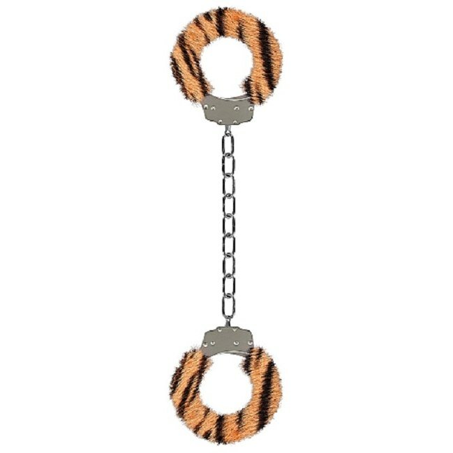 Металлические наножники с меховой обивкой для щиколоток Furry Ankle Cuffs (тигровые)