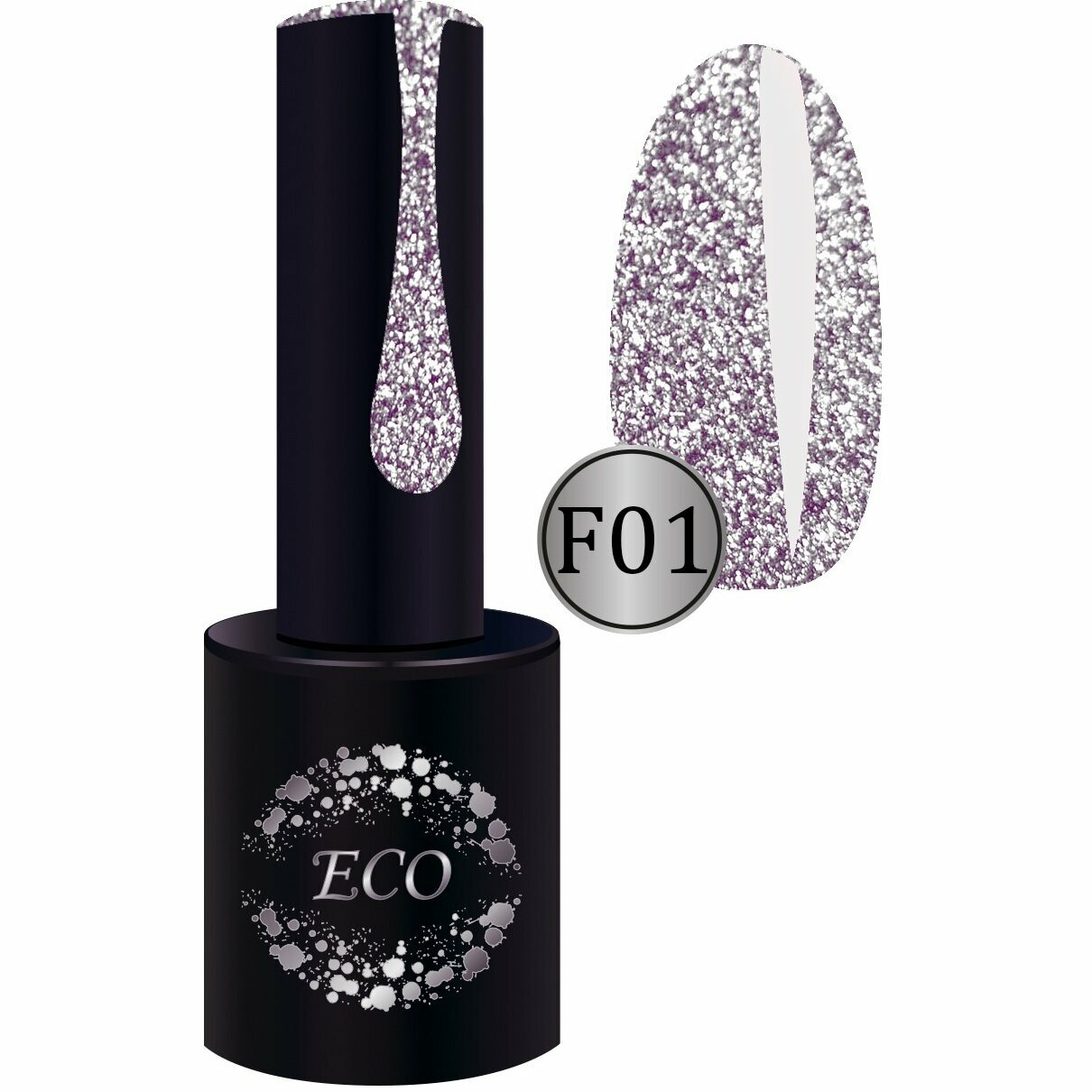 Гель-лак ECO Professional "Фольга 101", 10мл, трехфазный, серебристый, фольгированный