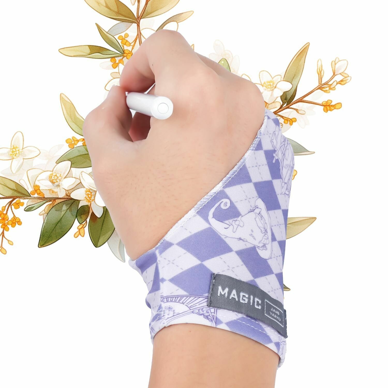 Симпатичная перчатка с двумя пальцами для рисования Ipad HUION WACOM XP-PEN, фиолетовый, размер M