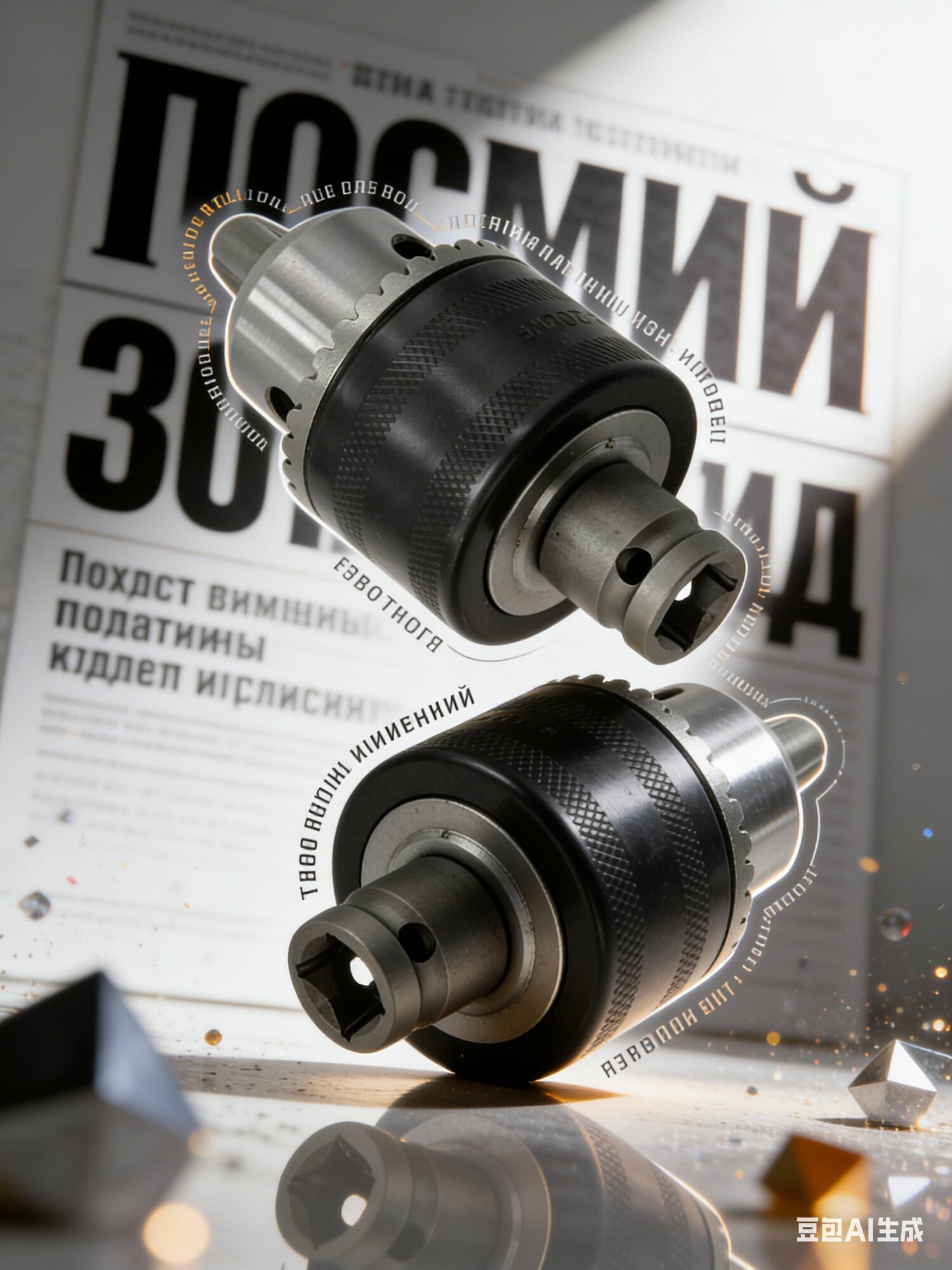 GEALFIS Патрон для сверла 1.5-13 мм с ключом 1/2", адаптер SDS Plus, шестигранный хвостовик 1/4", быстрая смена насадок, 3-кулачковый (комплект 5 в 1)