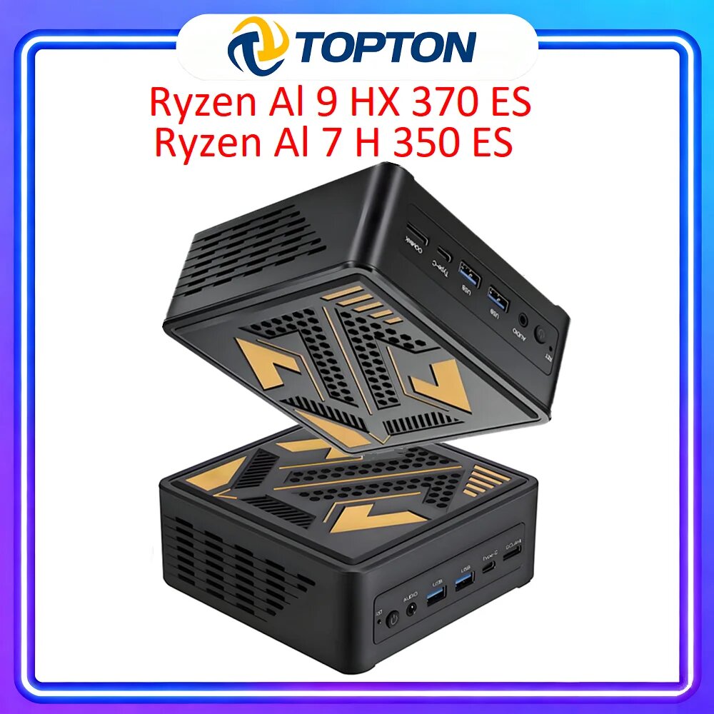 Topton D12 Ultra Мини-ПК AMD Ryzen, металлический AI 9 HX 370 ES, No Ram No SSD No OS