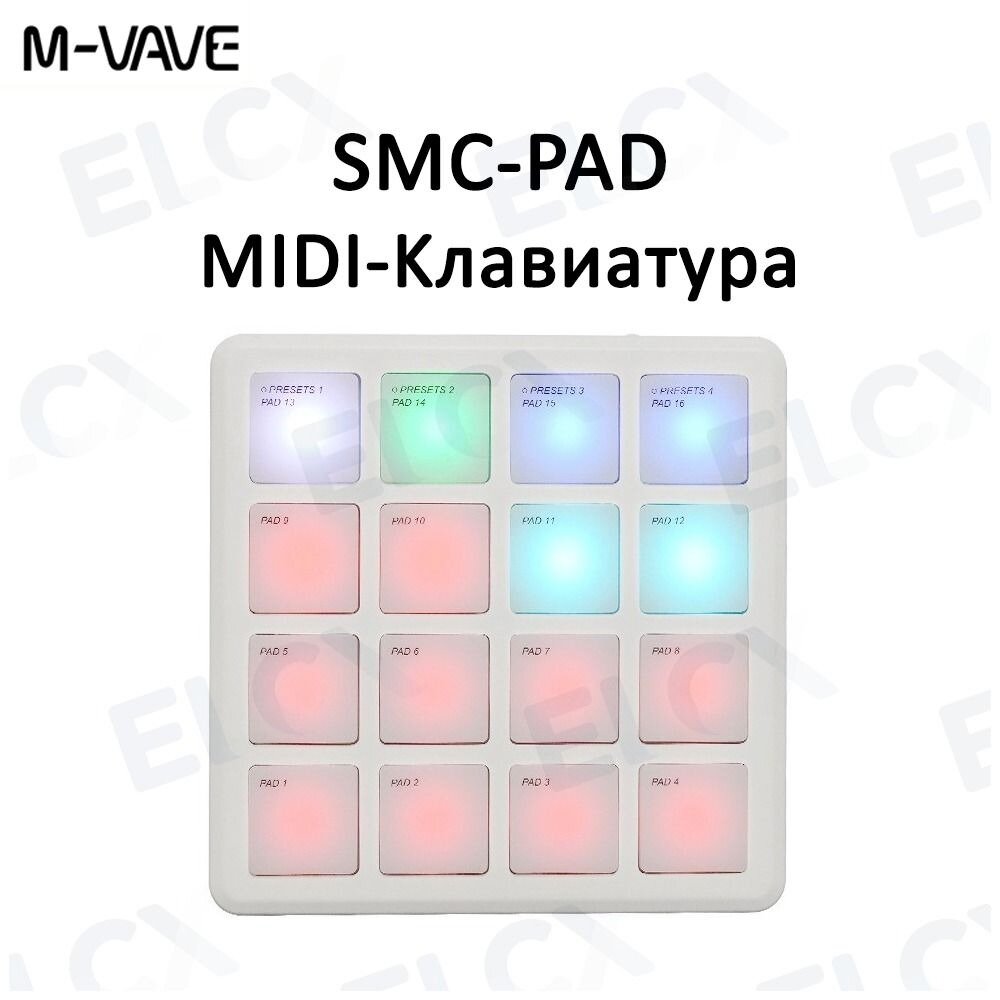 M-VAVE SMC-PAD POKET Беспроводной MIDI-контроллер Портативный дизайн Подходит для перкуссионных клавишных инструментов