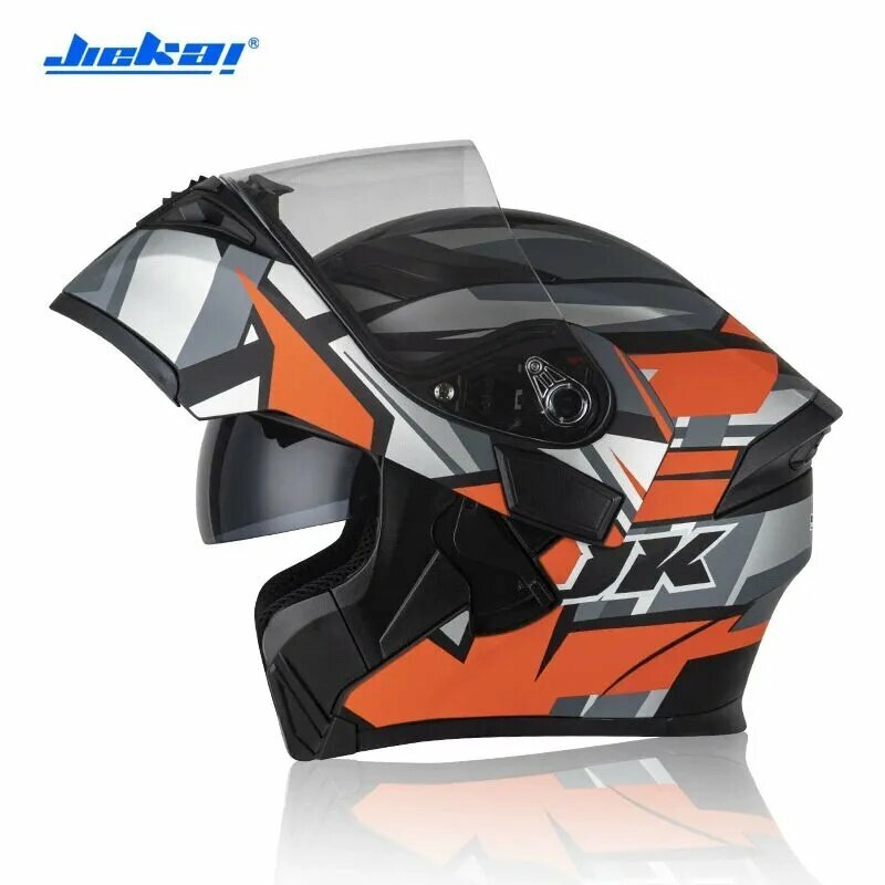 JIEKAI Мотошлем, цвет: оранжевый, черный, размер: XL
