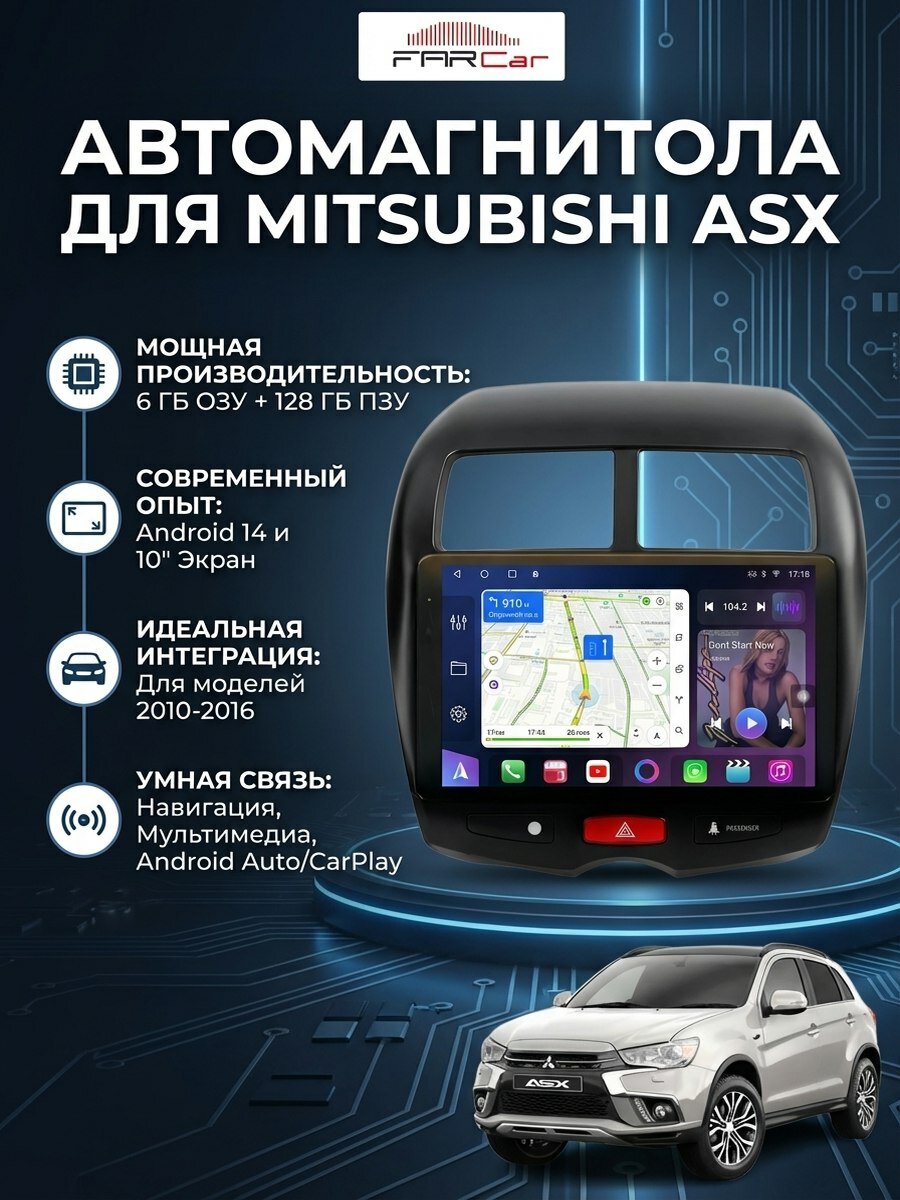 Магнитола Митсубиси АСХ, Пежо 4008, Ситроен Аиркросс (Mitsubishi ASX 1 (2010-2016), Peugeot 4008, Citroen Aircross)