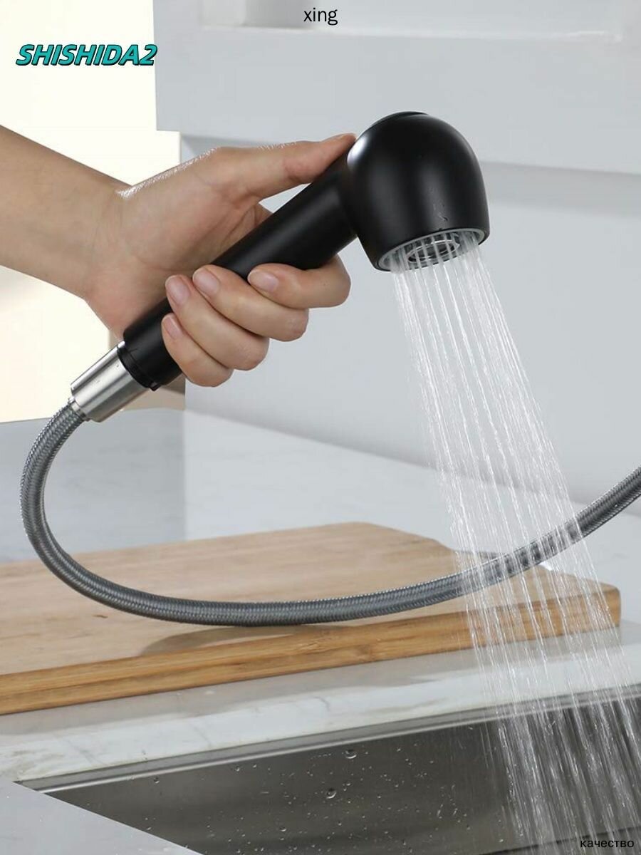 Лейка для кухонного смесителя (выдвижная) 2-х режимная, парикмахерская лейка ROBERN F26 1C, насадка для душа животных, Матовый черный