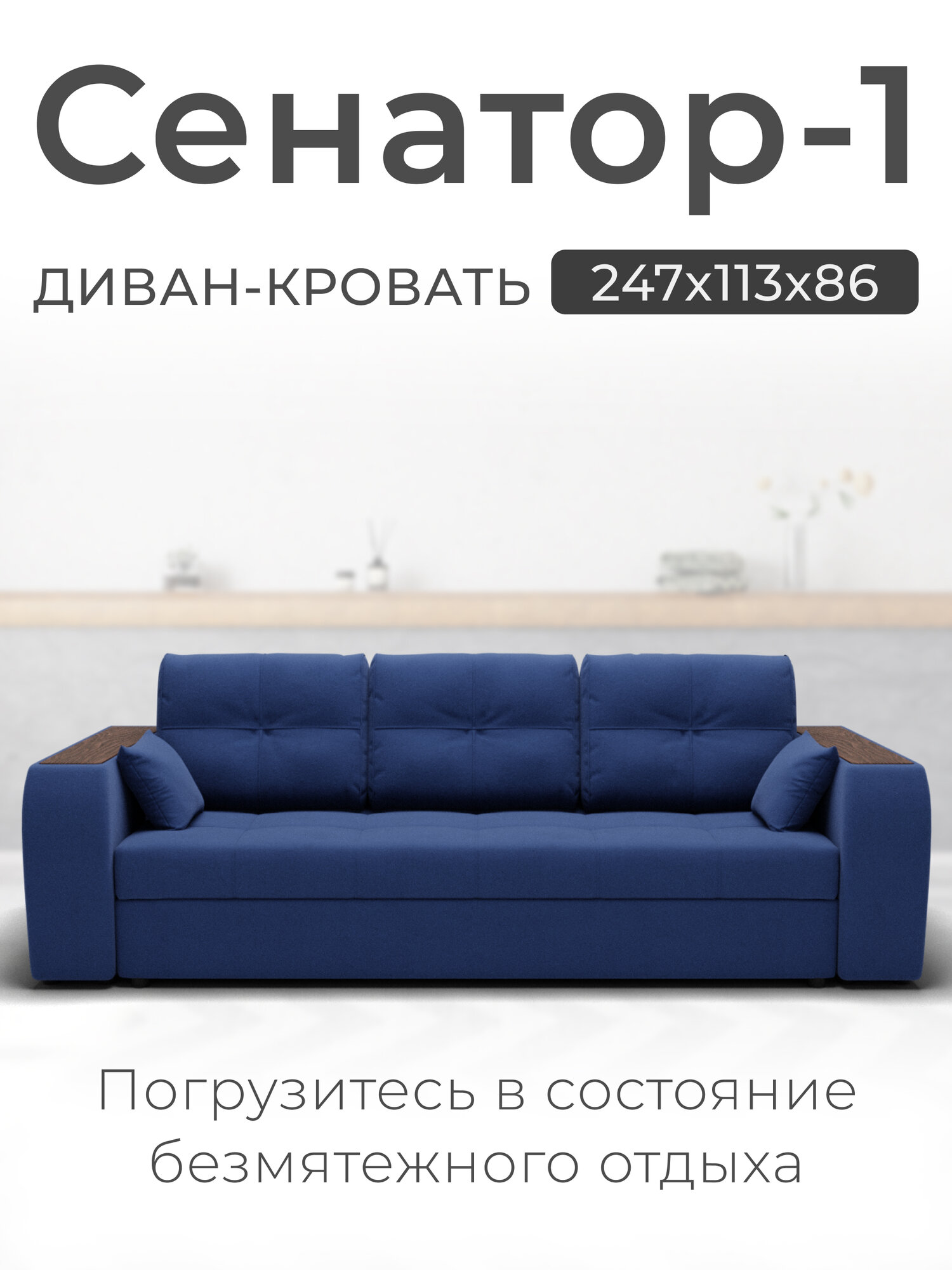 Диван-кровать. Прямой диван Сенатор-1. Механизм трансформации Пантограф. Велютта люкс 26