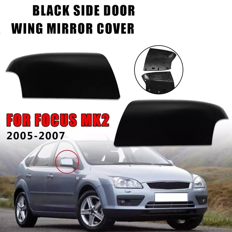 Крышка зеркала заднего вида глянцевая черная для Focus MK2 2005-2007 левая, ABS накладка для бокового зеркала