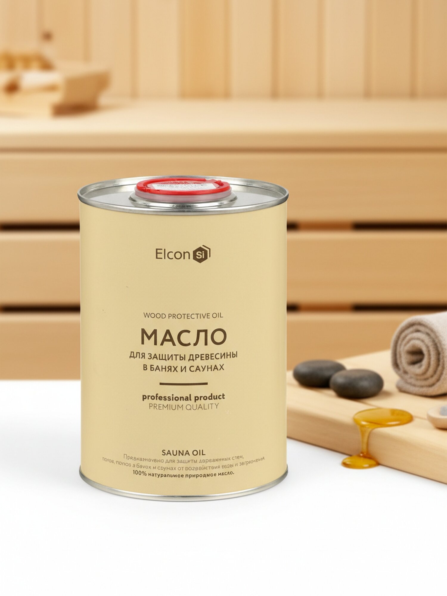 Масло для полков Elcon Sauna 1 л, бесцветная пропитка, защита древесины бани, сауны против влаги, плесени, грибка