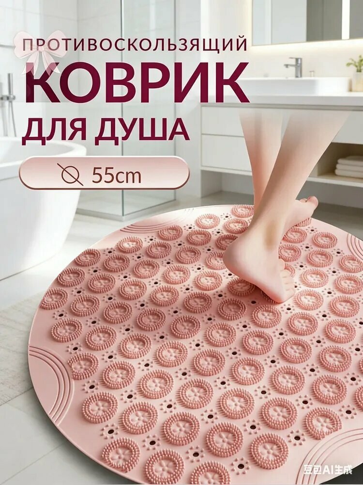 Коврик противоскользящий для ванны 55x55 см