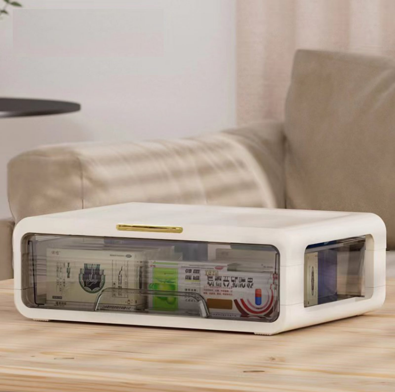 Выдвижной ящик-органайзер MyPads белый из прочного пластика, подвесной с двухсторонним скотчем