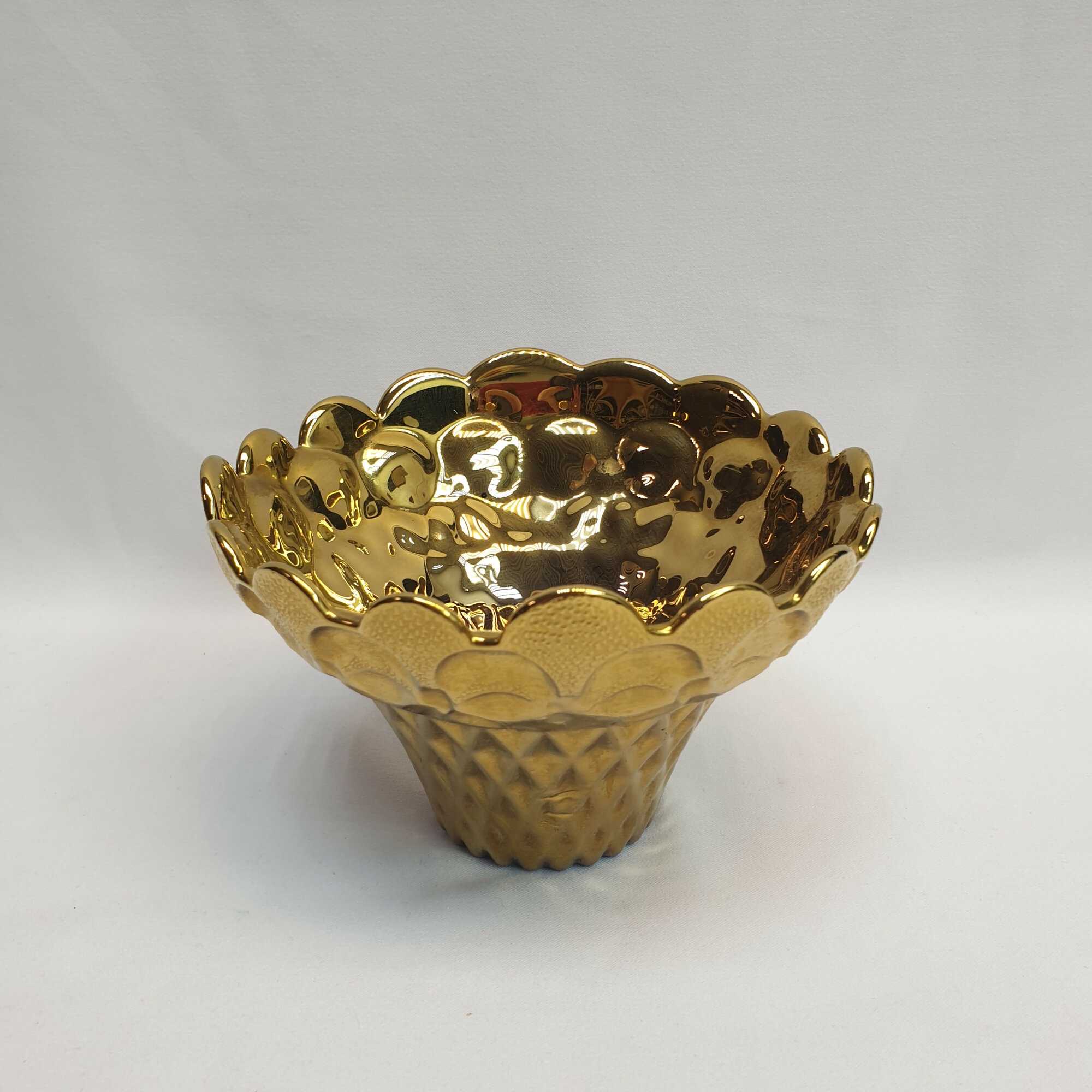 Винтажный салатник 750 мл, стекло, позолота, СССР.