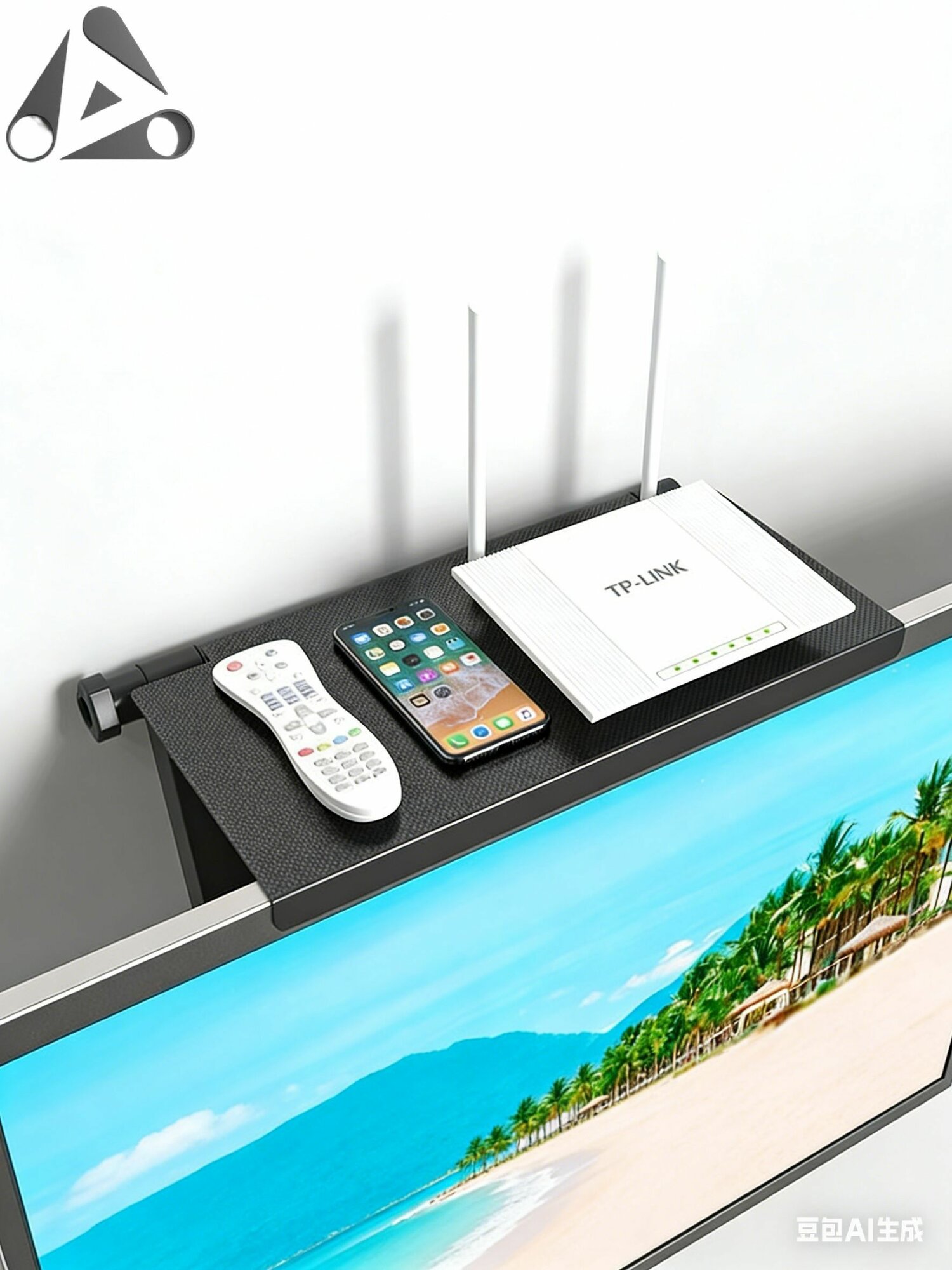 Chaoyi Навесная полка кронштейн подставка на телевизор для приставки, ресивера, роутера регулируемая24X11CM