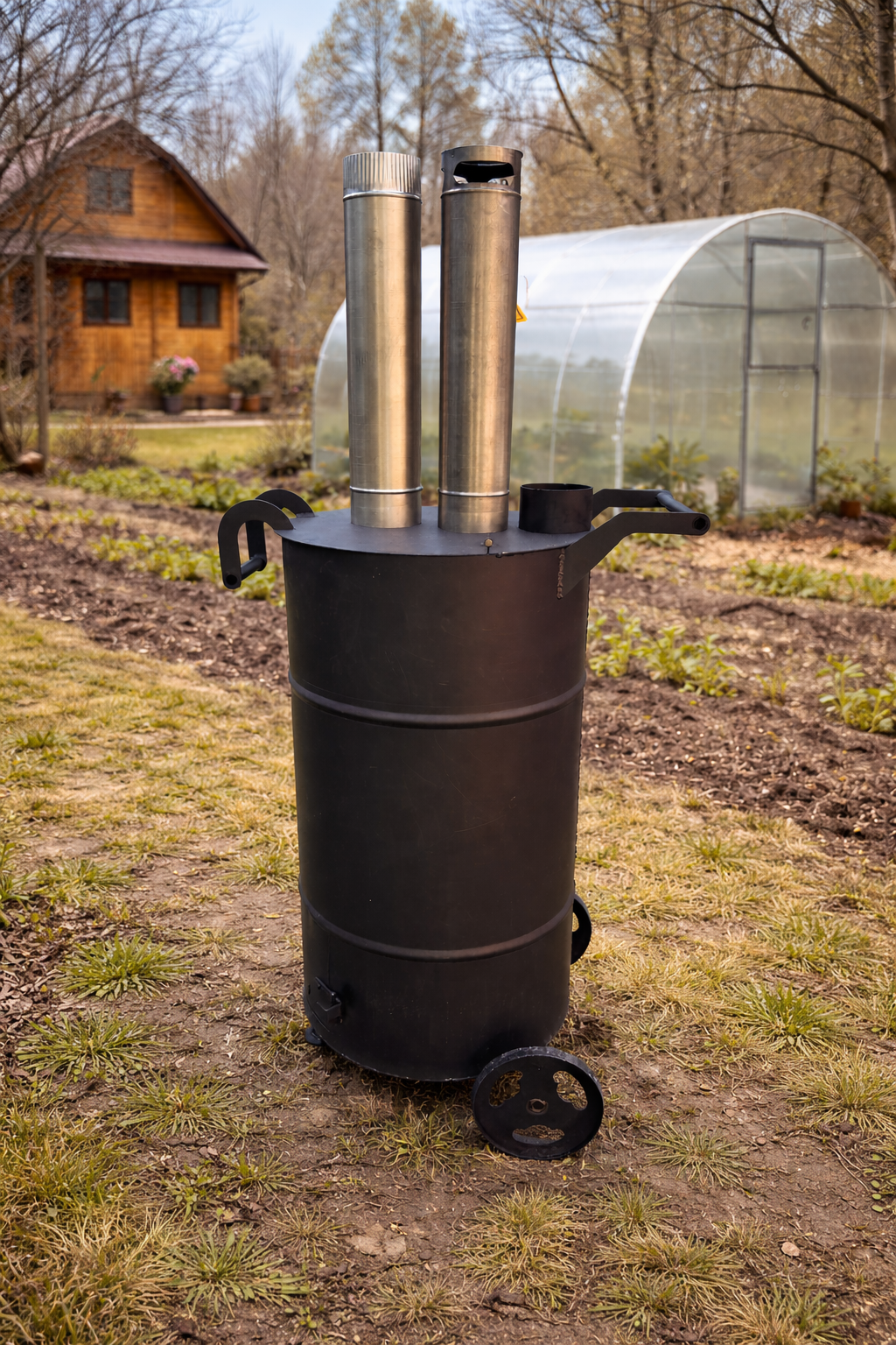 Бочка печь для сжигания мусора 160 литров, усиленная зиговкой