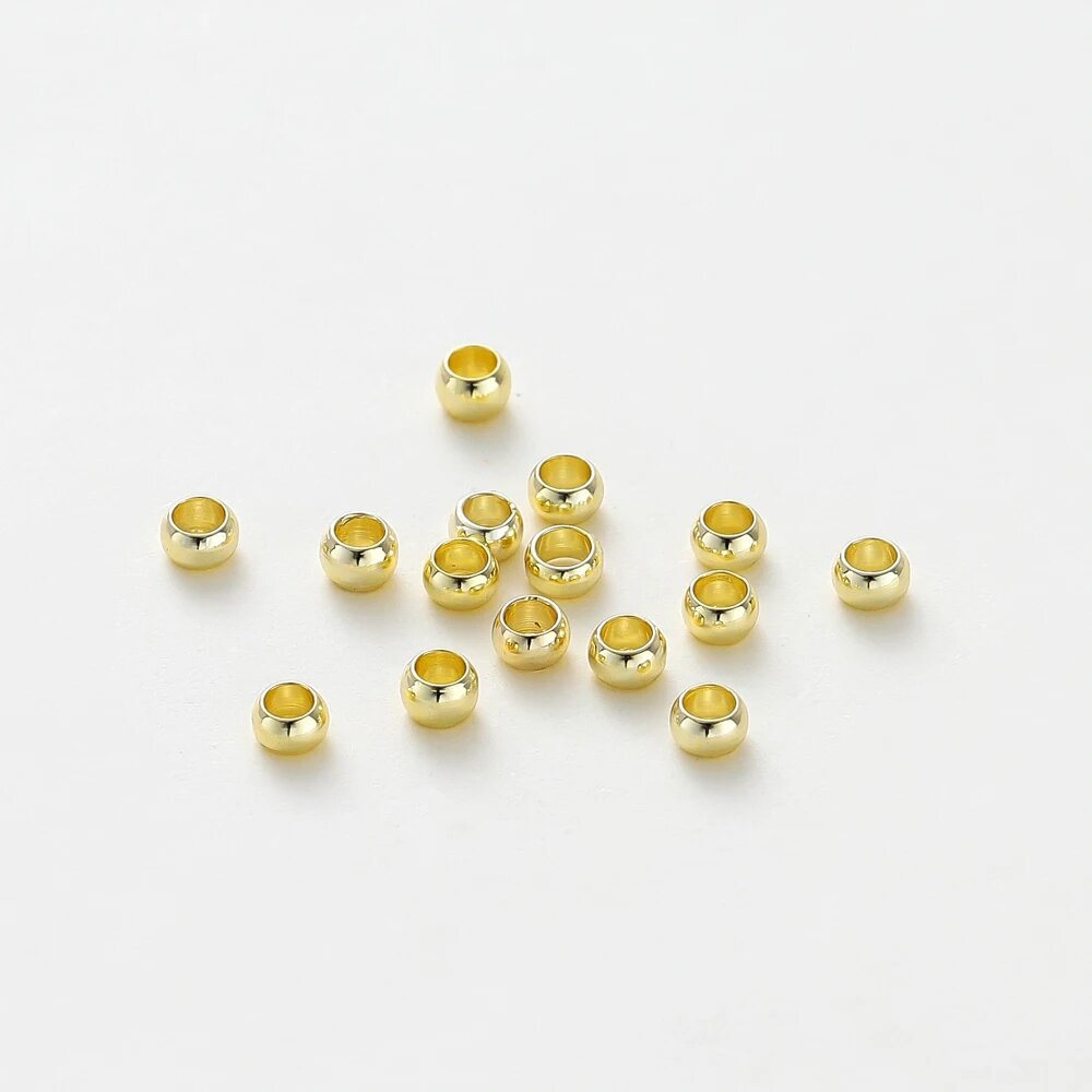 Бусины позолоченные латунные 2.0mm, 14K Gold