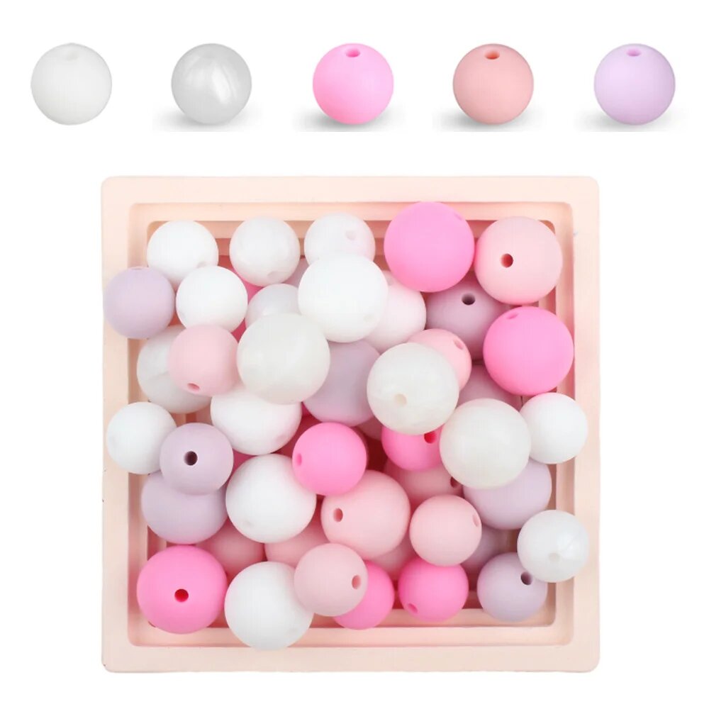 Силиконовые бусины 15 мм разных цветов 20/50/100 шт 20Pcs, B Set
