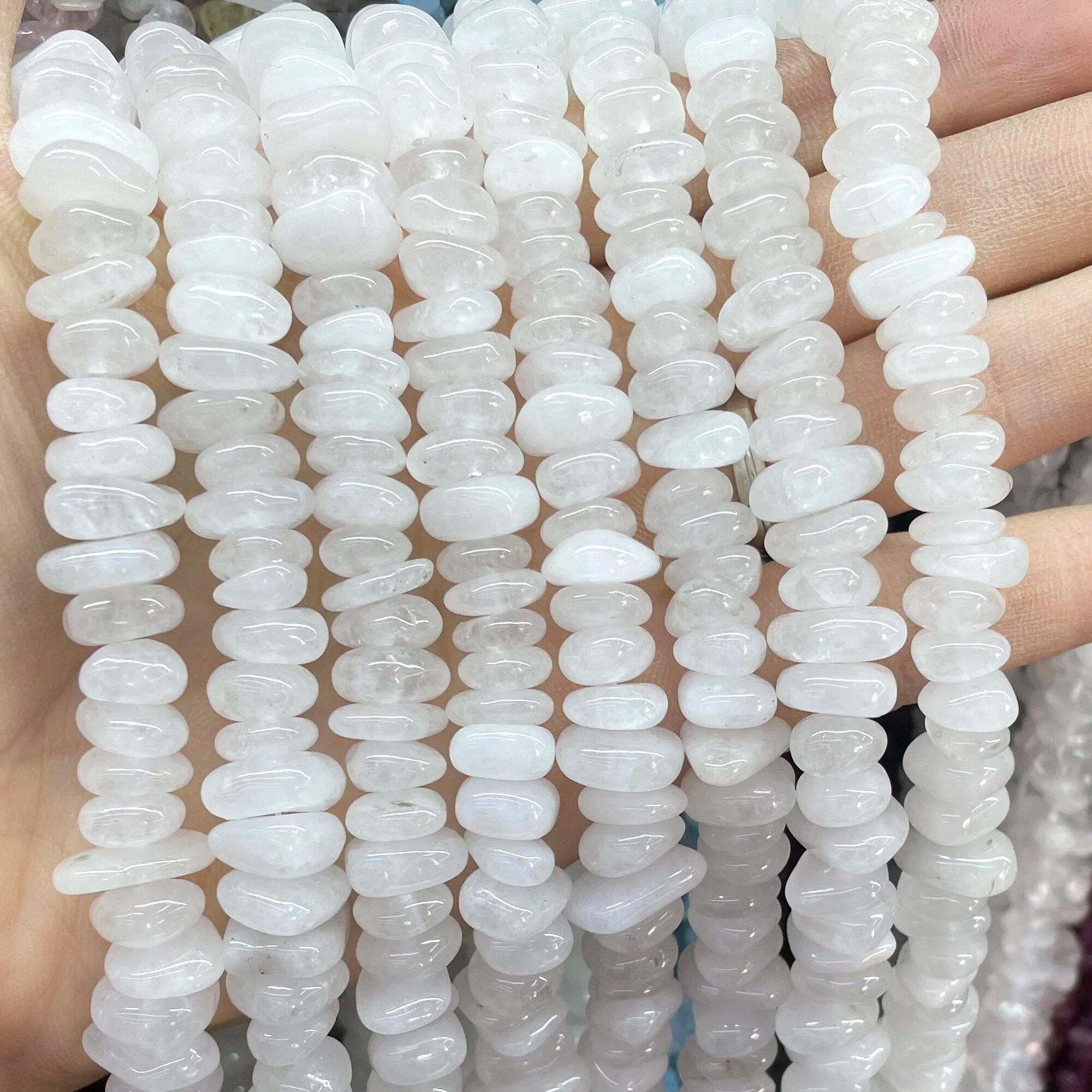 Бусины из натурального камня SYSRXLR Белый, White jade