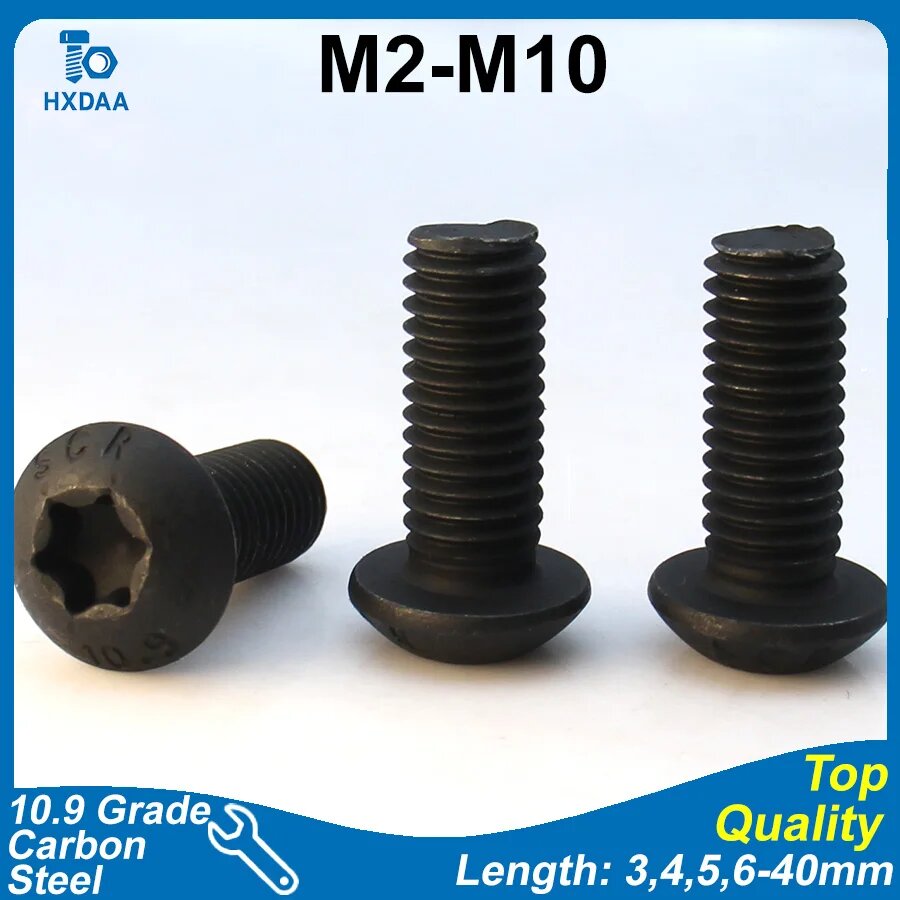 Винты машинные Torx XIAOCHAO WJ1097 из углеродистой стали класса 10.9 M2-M10 M6 (10pcs), 12mm