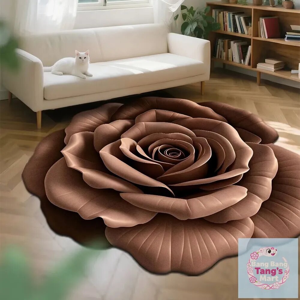Коврик для ванной в форме розы 3D 60x60 см Коричневый антискользящий
