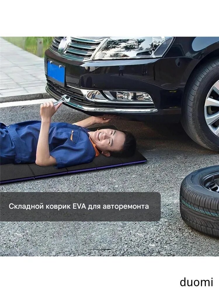 Лежак ремонтный для авто, складной лежак для автосервиса, черный лежак с подушкой для комфортного ремонта. — фото 1