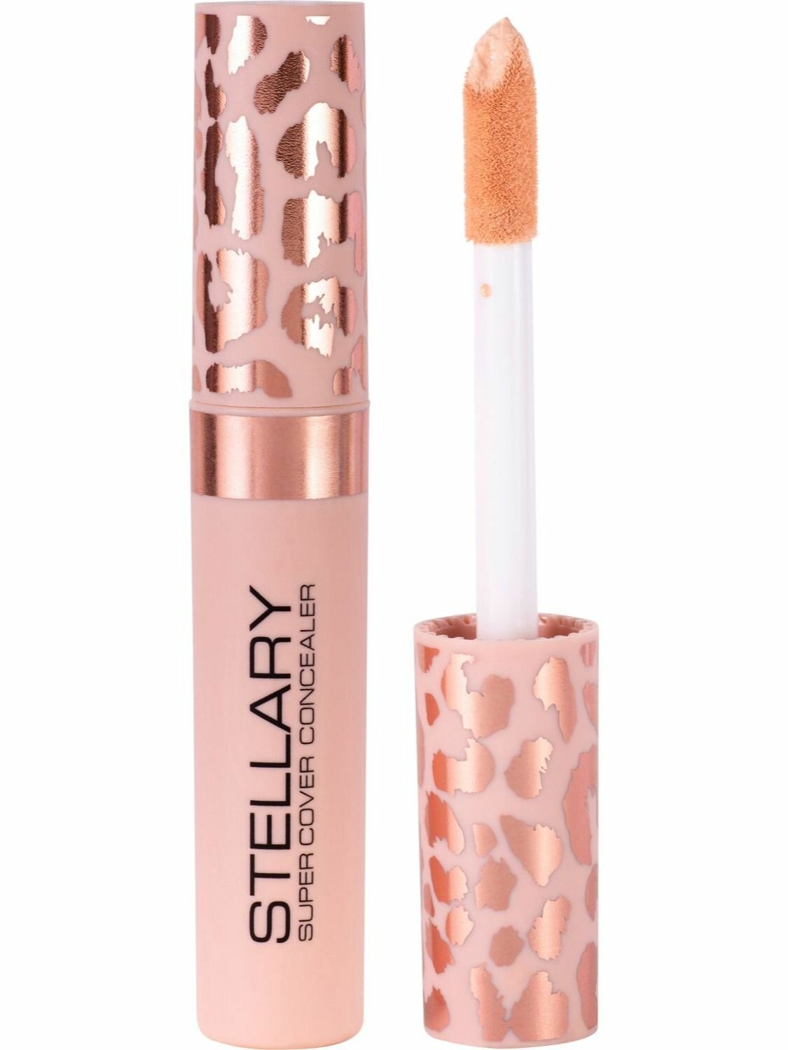 Stellary Жидкий консилер для лица 02 Светло-персиковый Super cover concealer маскирующий плотный консилер от темных кругов под глазами с аппликатором, 5 мл