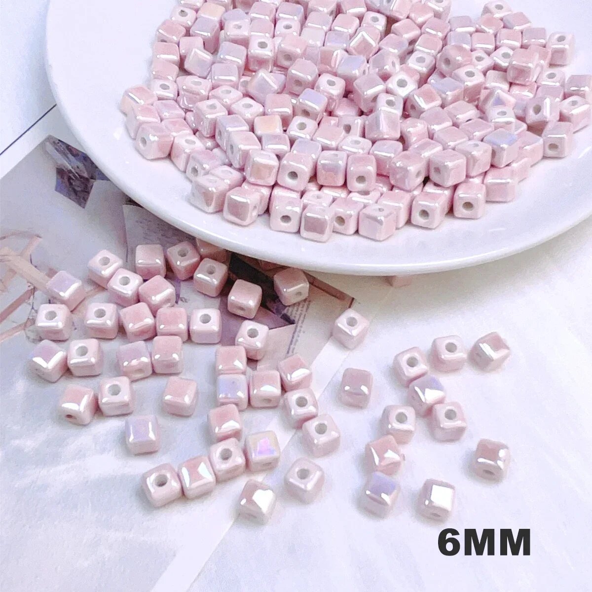 Розовые керамические бусины разной формы с покрытием, Подвески ручной работы, фарфоровые россыпью бусины, фурнитура для поделок