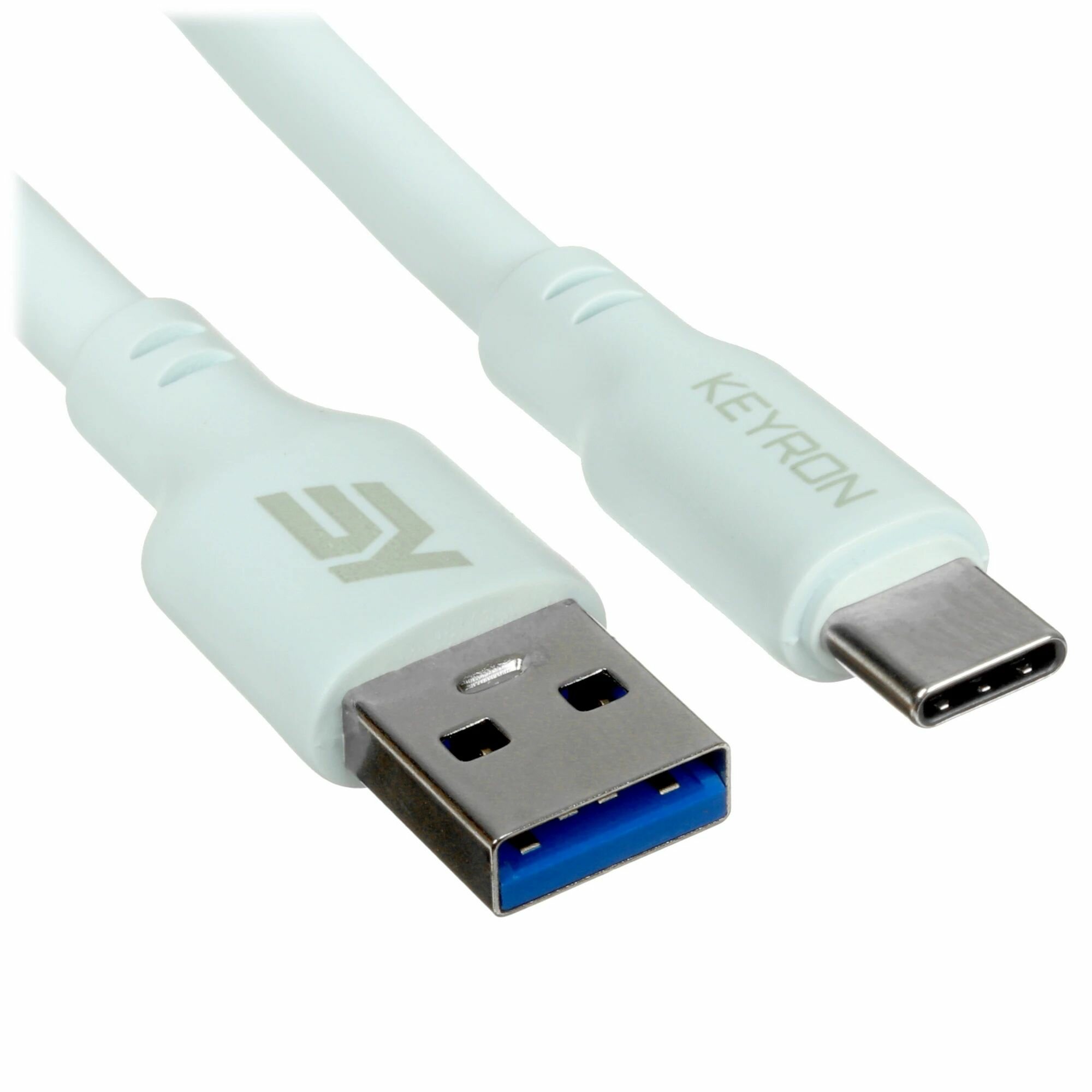 Кабель круглый KEYRON USB Type-C - USB 3.2 Gen 1 Type-A голубой 1.5 м